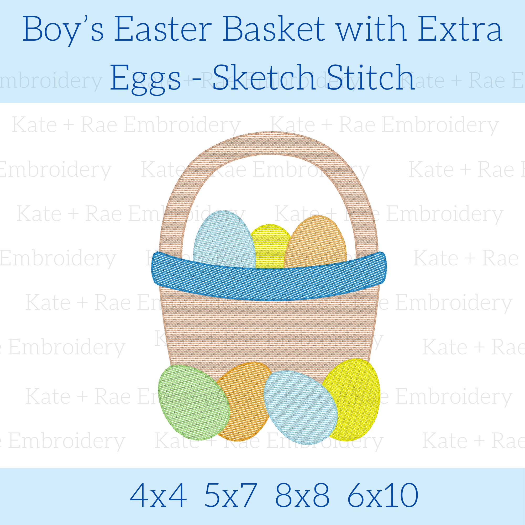Boy's Easter Basket Sketch Stitch Embroidery Design Easter Basket ...