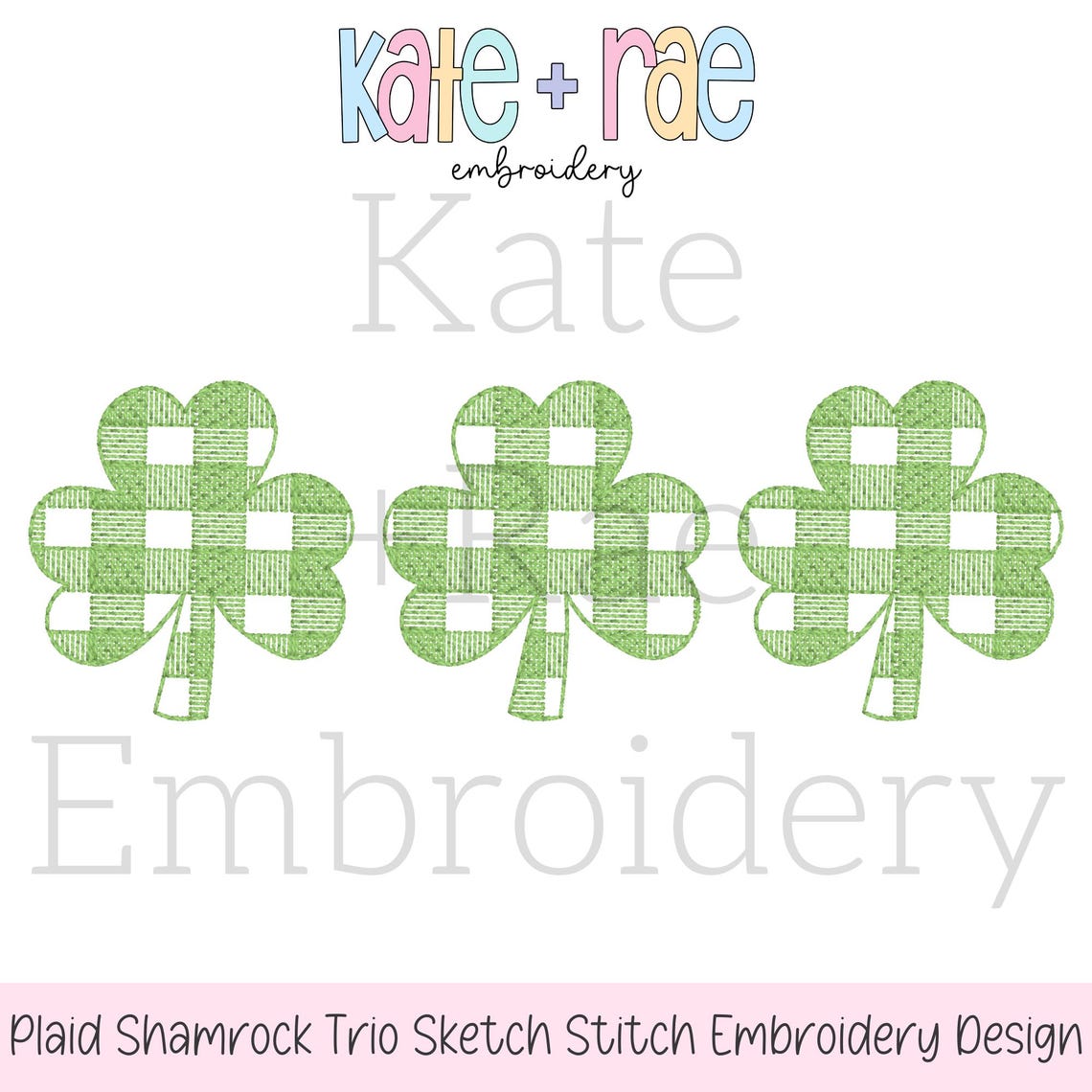 Plaid Shamrock Trio Sketch Stitch Embroidery Design • Boy's Shamrock ...