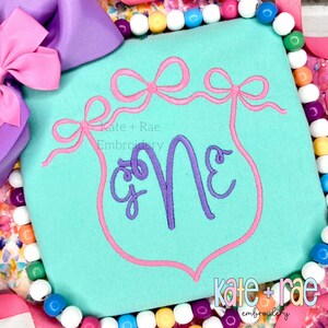 Girl's Triple Bow Frame Embroidery Design • Bow Monogram Frame ...