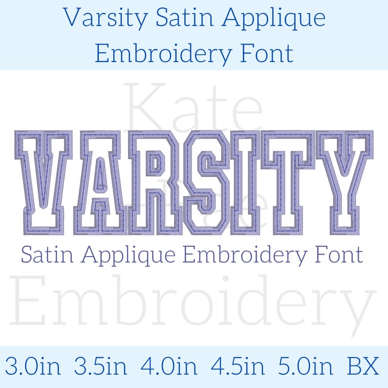 Varsity Satin Stitch Applique Embroidery Font - Varsity Embroidery Font ...
