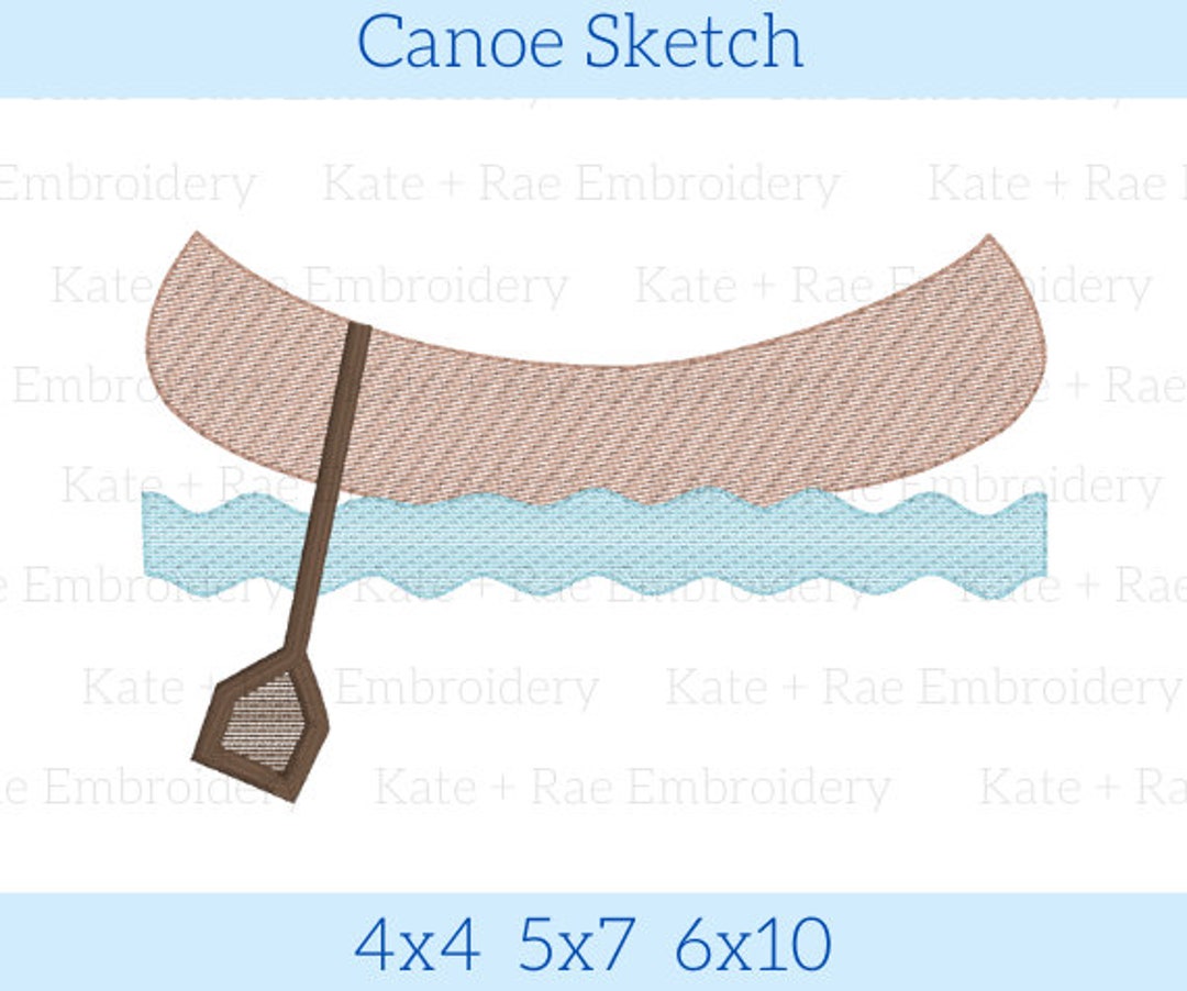 Canoe Sketch Stitch Embroidery Design Summer Sketch - Etsy