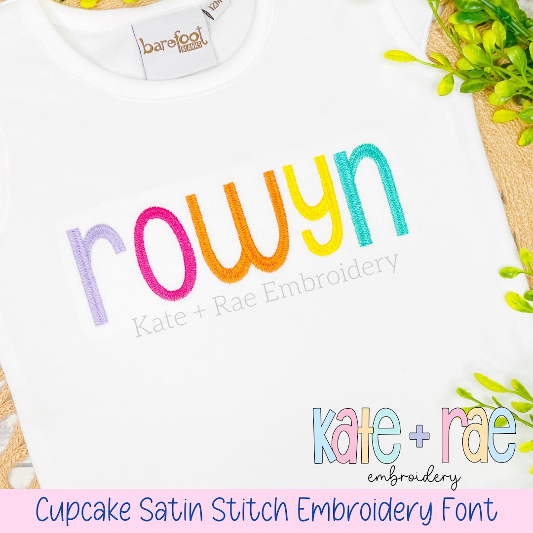 Cupcake Satin Stitch Embroidery Font - Satin Stitch Embroidery Font ...