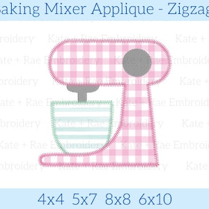 Baking Mixer Applique Zigzag Embroidery Design - Baking Applique ...