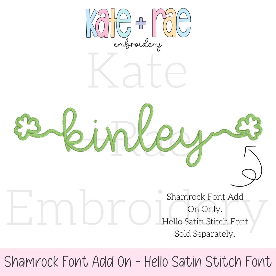 Shamrock Font Add on Embroidery Design • Shamrock Script Embroidery ...