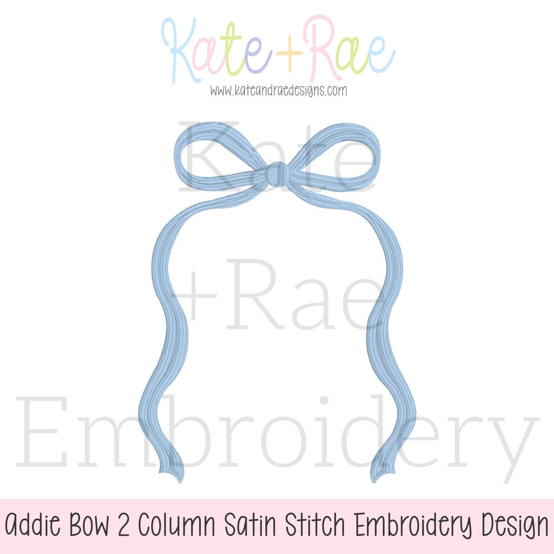 Addie Bow 2 Column Satin Stitch Embroidery Design • Digital Download - Etsy