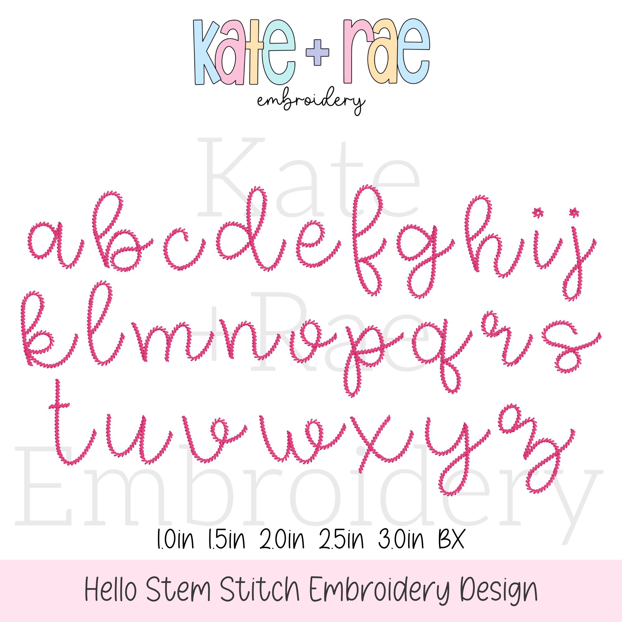 Hello Stem Stitch Embroidery Font - Stem Stitch Embroidery Font ...