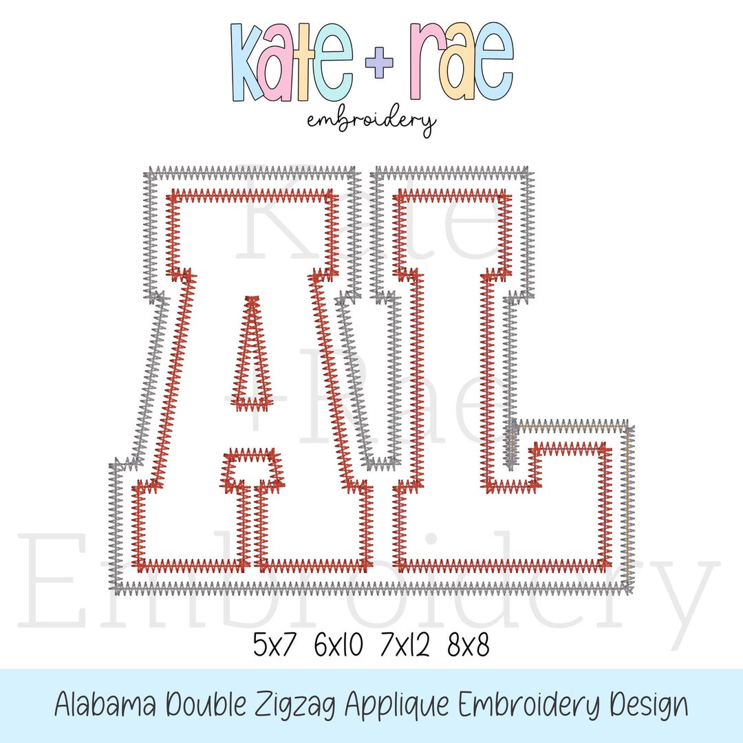 Alabama Double Zigzag Stitch Applique Embroidery Design - State of ...
