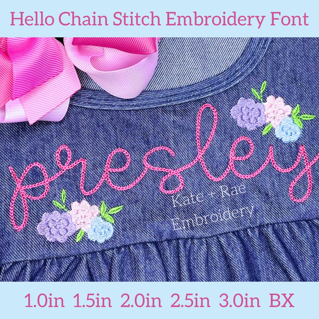 Hello Chain Stitch Embroidery Font Chain Stitch Embroidery Font Script ...