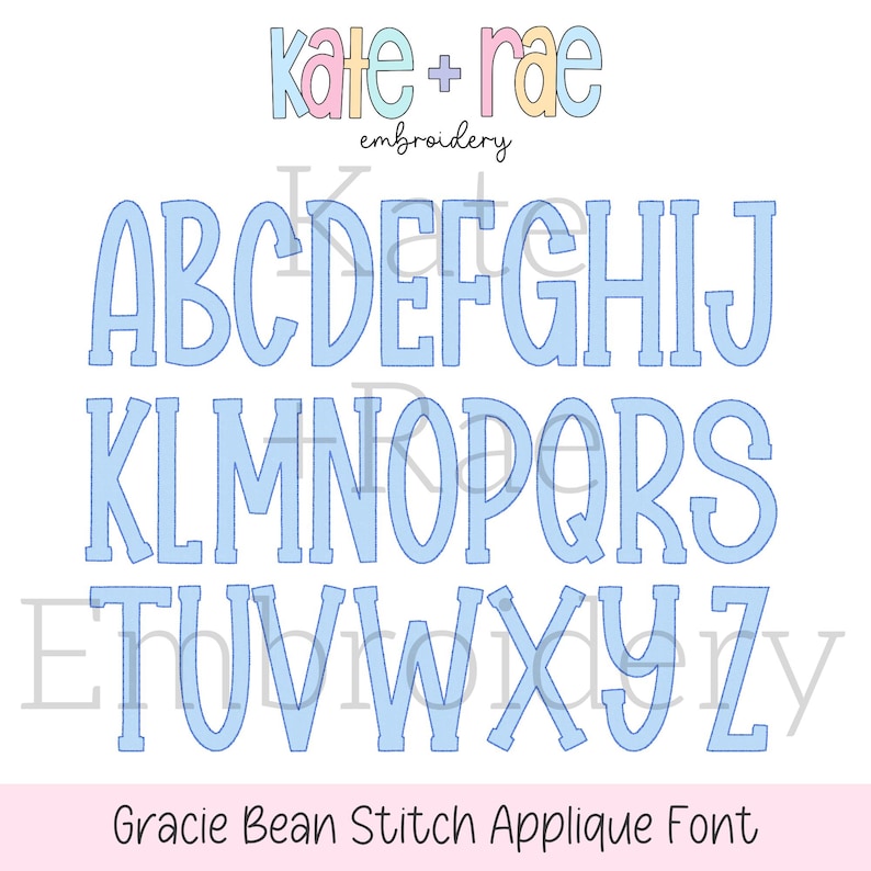 Gracie Bean Stitch Applique Embroidery Font • Bean Stitch Applique ...