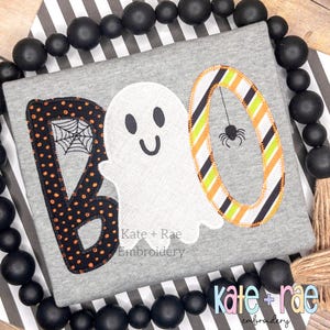 Boy's Boo Zigzag Applique Embroidery Design - Boy's Halloween Applique ...