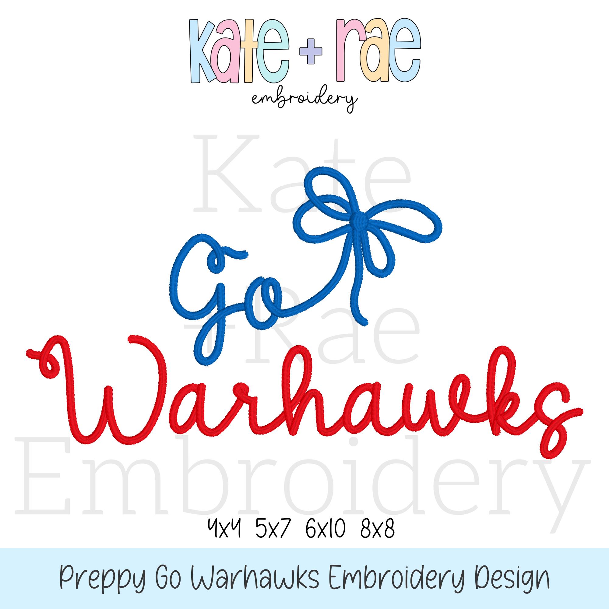 Preppy Warhawks Embroidery Design - Go Warhawks Embroidery Design ...