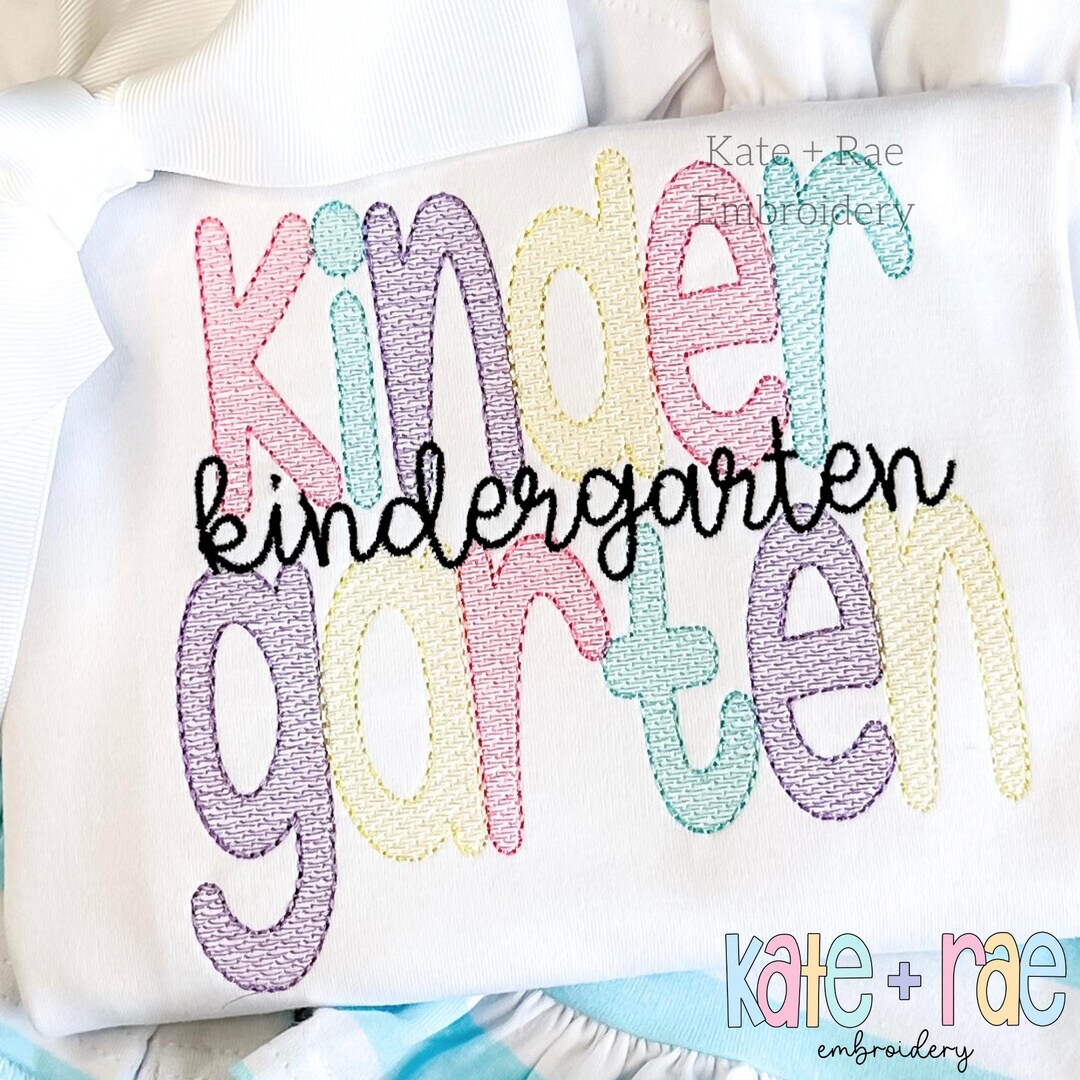 Back to School Kindergarten Sketch Stitch Embroidery Design - Back to ...