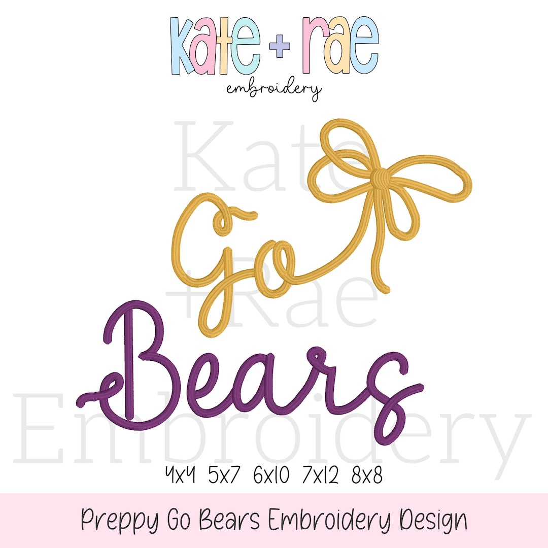 Preppy Go Bears Embroidery Design - Go Bears Embroidery Design - Bears ...