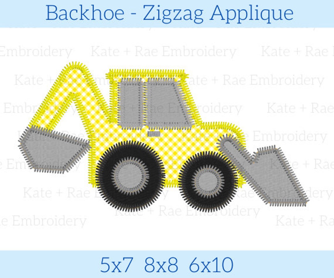 Backhoe Zigzag Applique Embroidery Design - Tractor Applique Embroidery ...