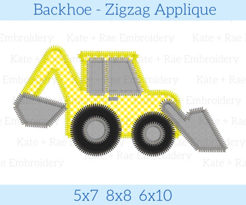 Backhoe Zigzag Applique Embroidery Design Tractor Applique - Etsy