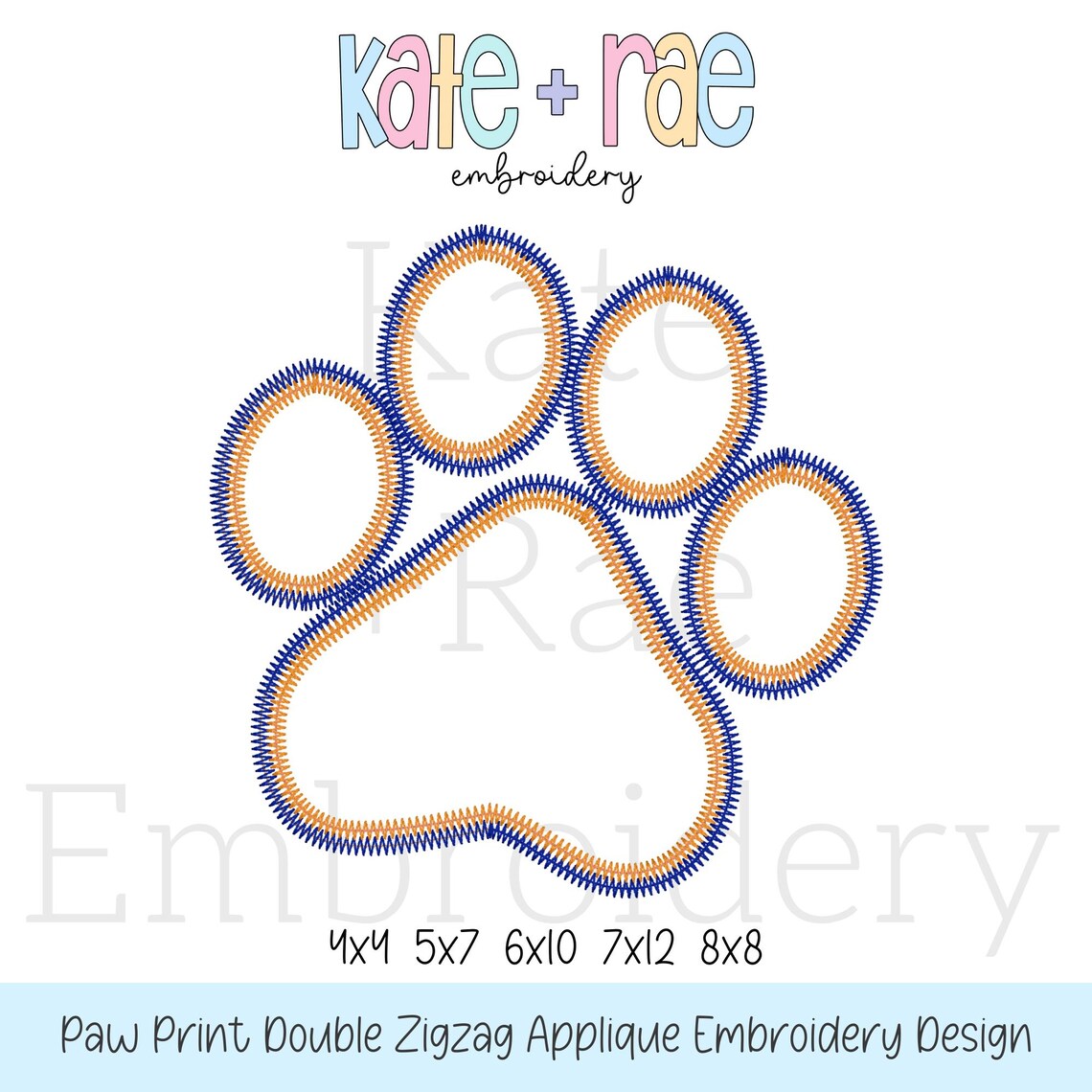 Paw Print Double Zigzag Stitch Applique Embroidery Design - Paw Print ...