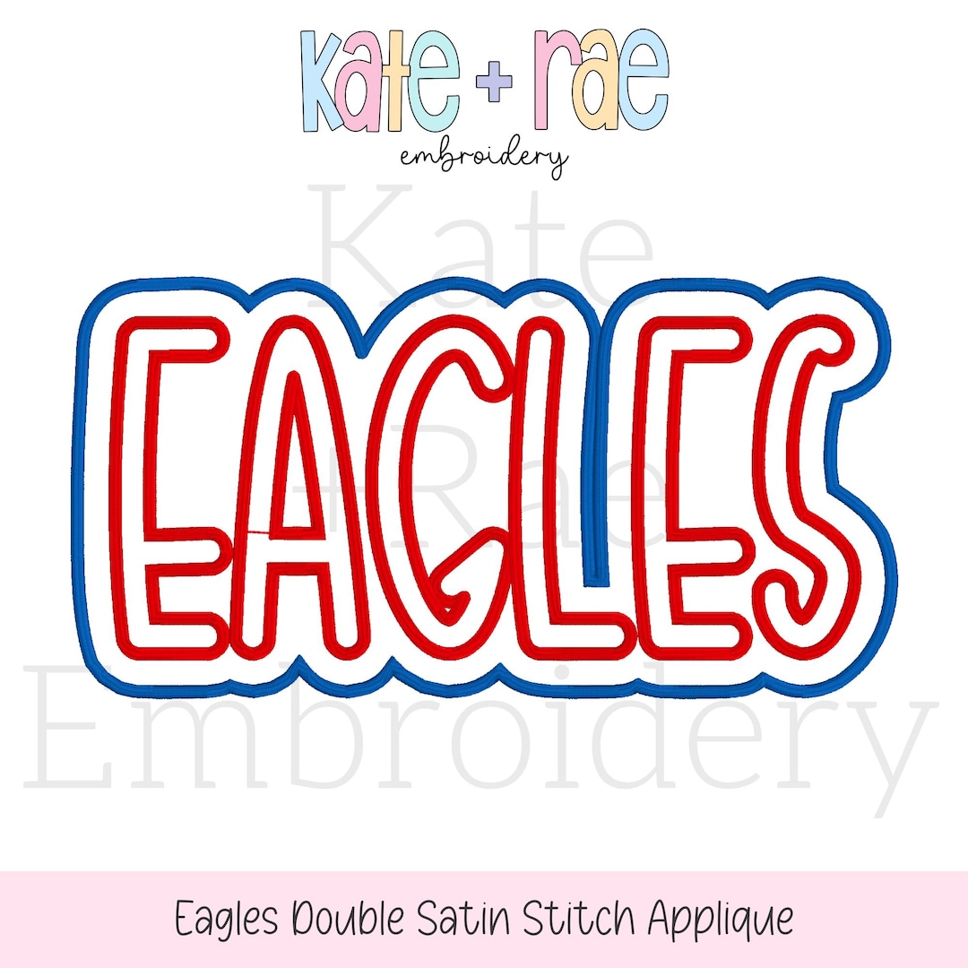 Eagles Double Satin Stitch Applique Embroidery Design - Eagles Double ...