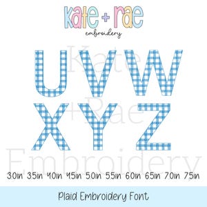 Plaid Embroidery Font - Plaid Sketch Embroidery Font - Gingham ...