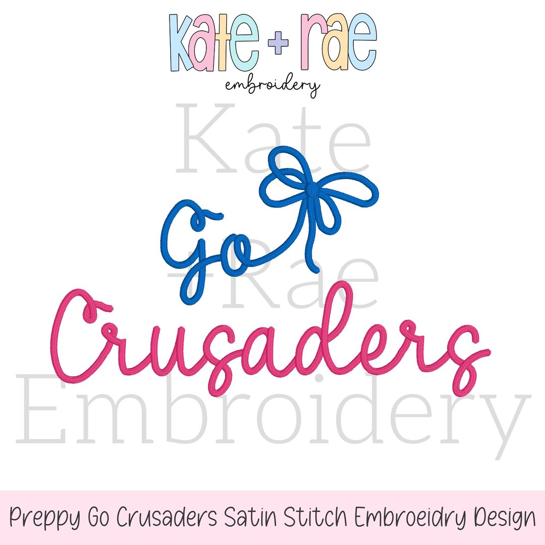 Preppy Go Crusaders Embroidery Design - Go Crusaders Embroidery Design ...