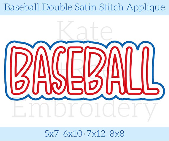 Baseball Double Satin Stitch Applique - Baseball Applique - Baseball ...