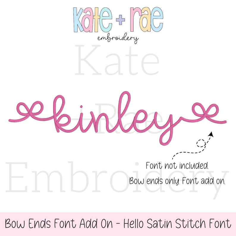 Bow Font Add on Embroidery Design - Bow Script Embroidery Font - Hello ...
