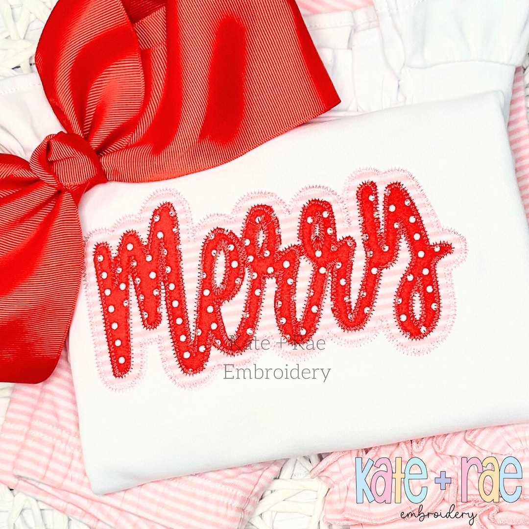 Merry Double Zigzag Stitch Applique Embroidery Design - Merry Christmas ...