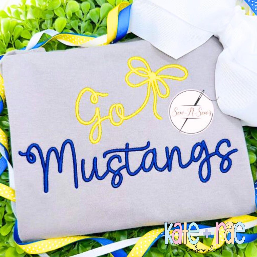 Preppy Go Mustangs Embroidery Design - Go Mustangs Embroidery Design ...