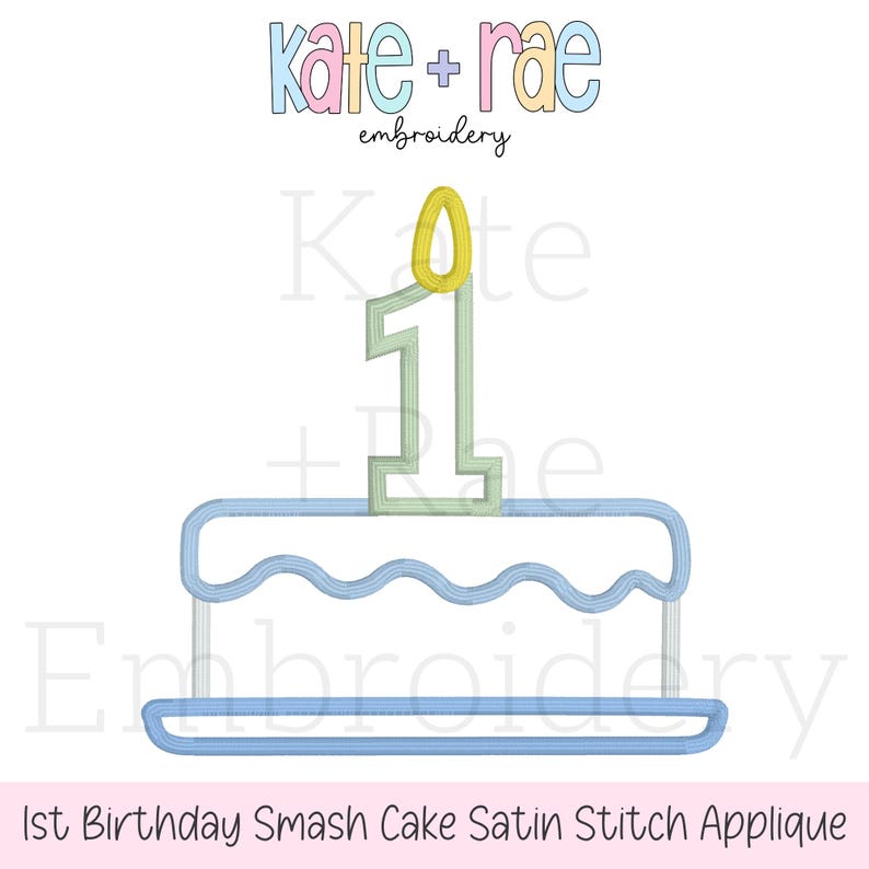 1st Birthday Smash Cake Satin Stitch Applique Embroidery Design • 1st ...