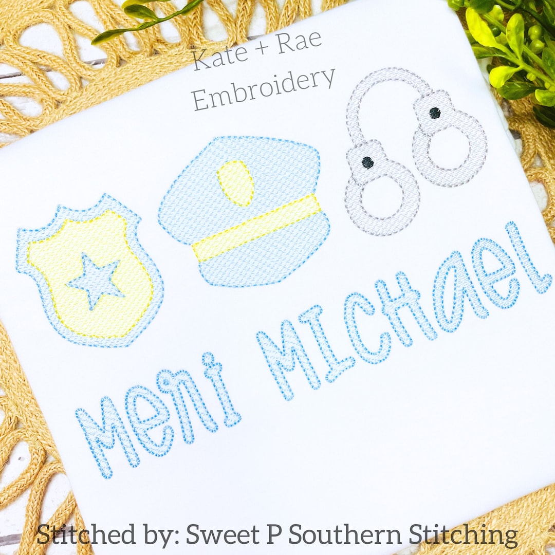 Police Trio Sketch Stitch Embroidery Design - Police Embroidery Design ...