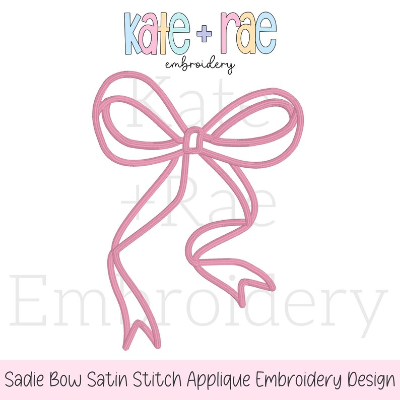 Sadie Bow Satin Stitch Applique Embroidery Design - Bow Applique ...