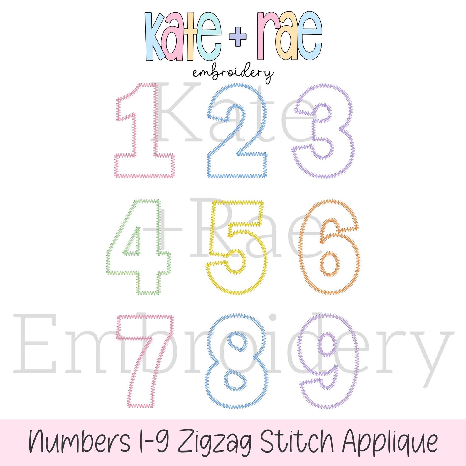 Birthday Numbers Zigzag Stitch Applique Embroidery Design • Numbers 1-9 ...