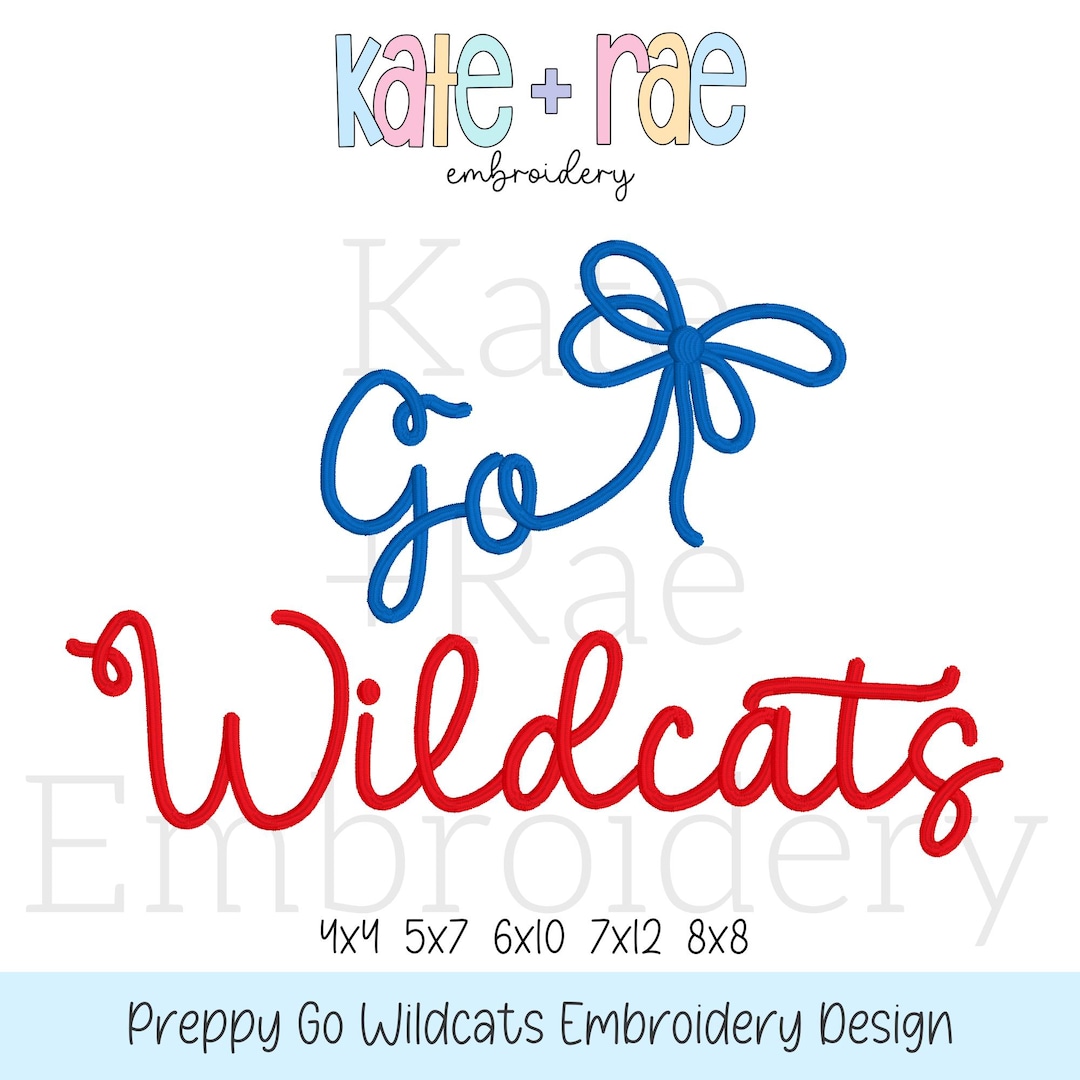 Preppy Wildcats Embroidery Design - Go Wildcats Embroidery Design ...