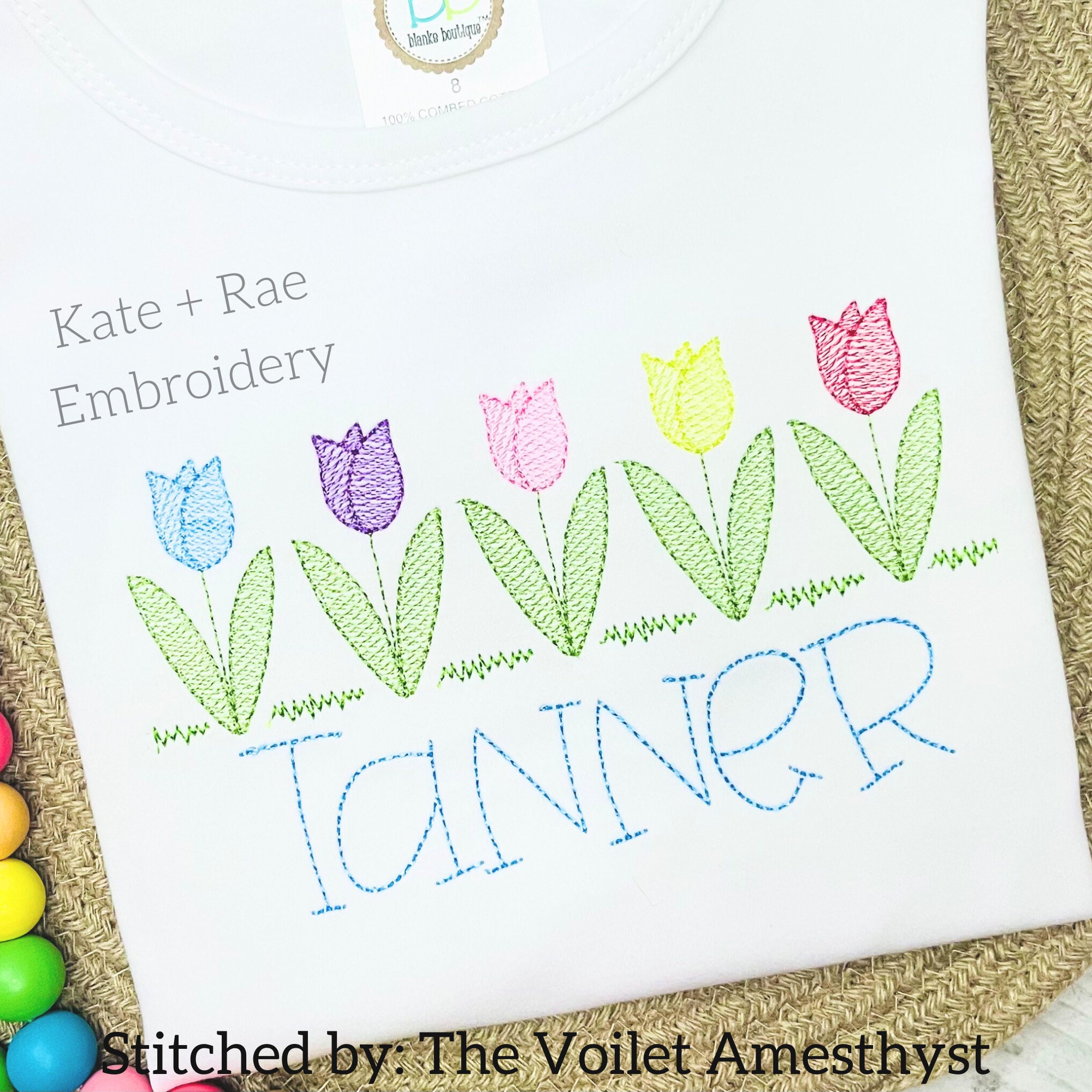 Tulip Garden Sketch Stitch Embroidery Design Floral Embroidery Design ...