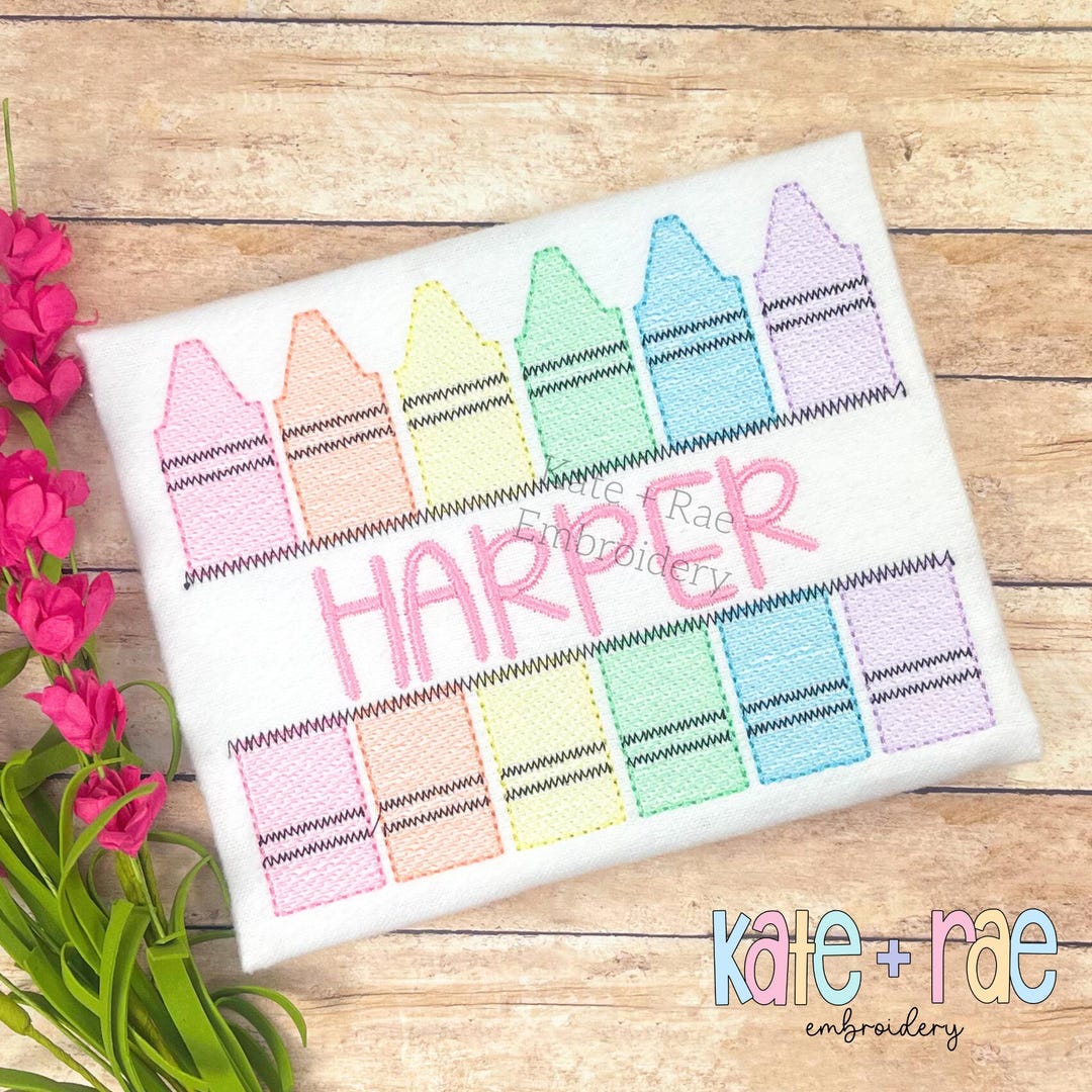 Split Crayon Sketch Stitch Embroidery Design • Crayon Embroidery Design ...