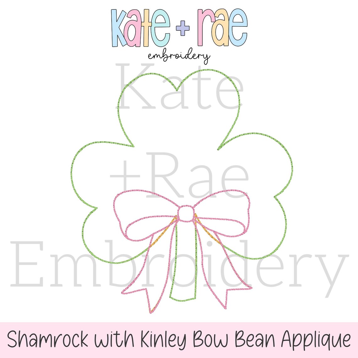 Shamrock With Bow Bean Stitch Applique Embroidery Design • Shamrock ...