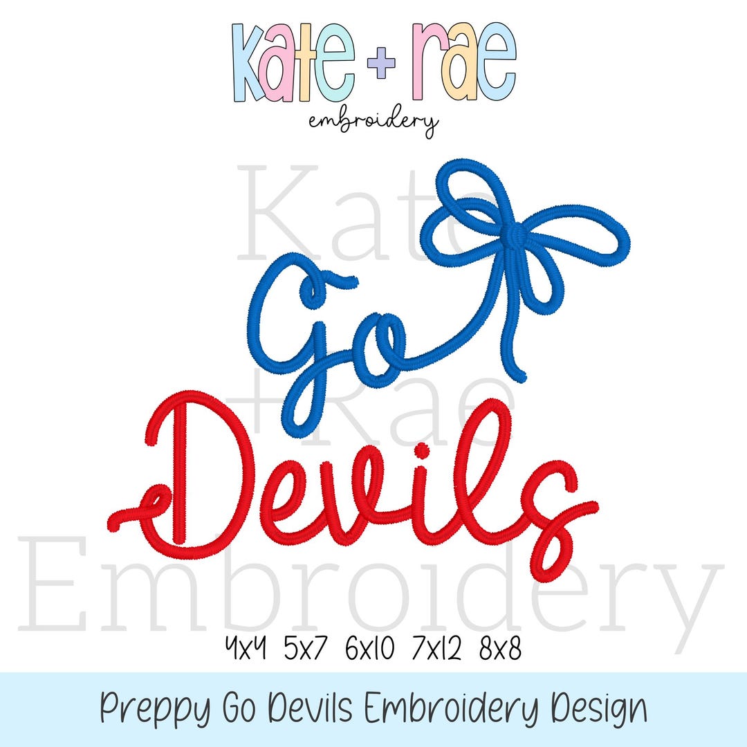 Preppy Devils Embroidery Design - Go Devils Embroidery Design - Devils ...
