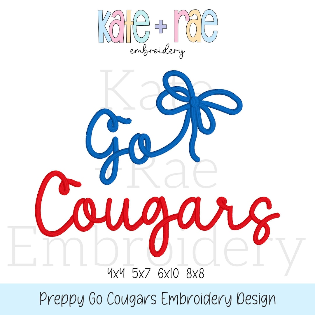 Preppy Cougars Embroidery Design - Go Cougars Embroidery Design ...