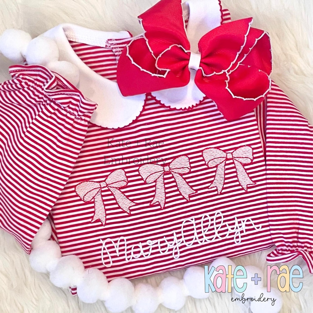 Kinley Bow Trio Sketch Stitch Embroidery Design - Bow Sketch Embroidery ...