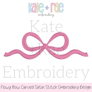 Flowy Bow Carved Satin Stitch Embroidery Design • Coquette Bow ...