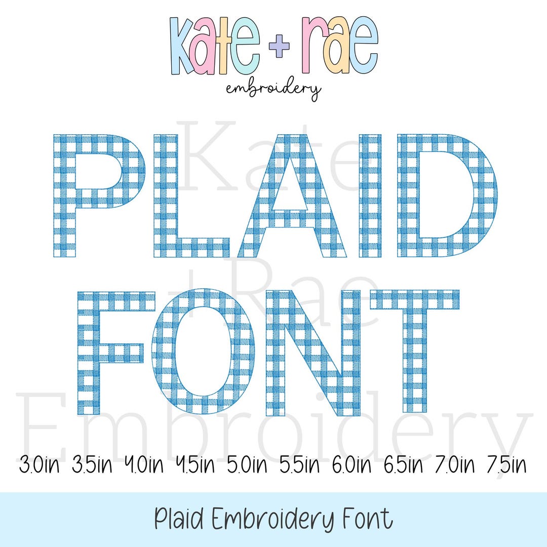 Plaid Embroidery Font - Plaid Sketch Embroidery Font - Gingham ...