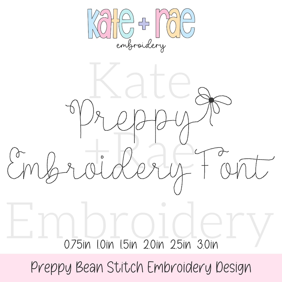 Preppy Bean Stitch Embroidery Font - Script Bean Stitch Embroidery Font ...