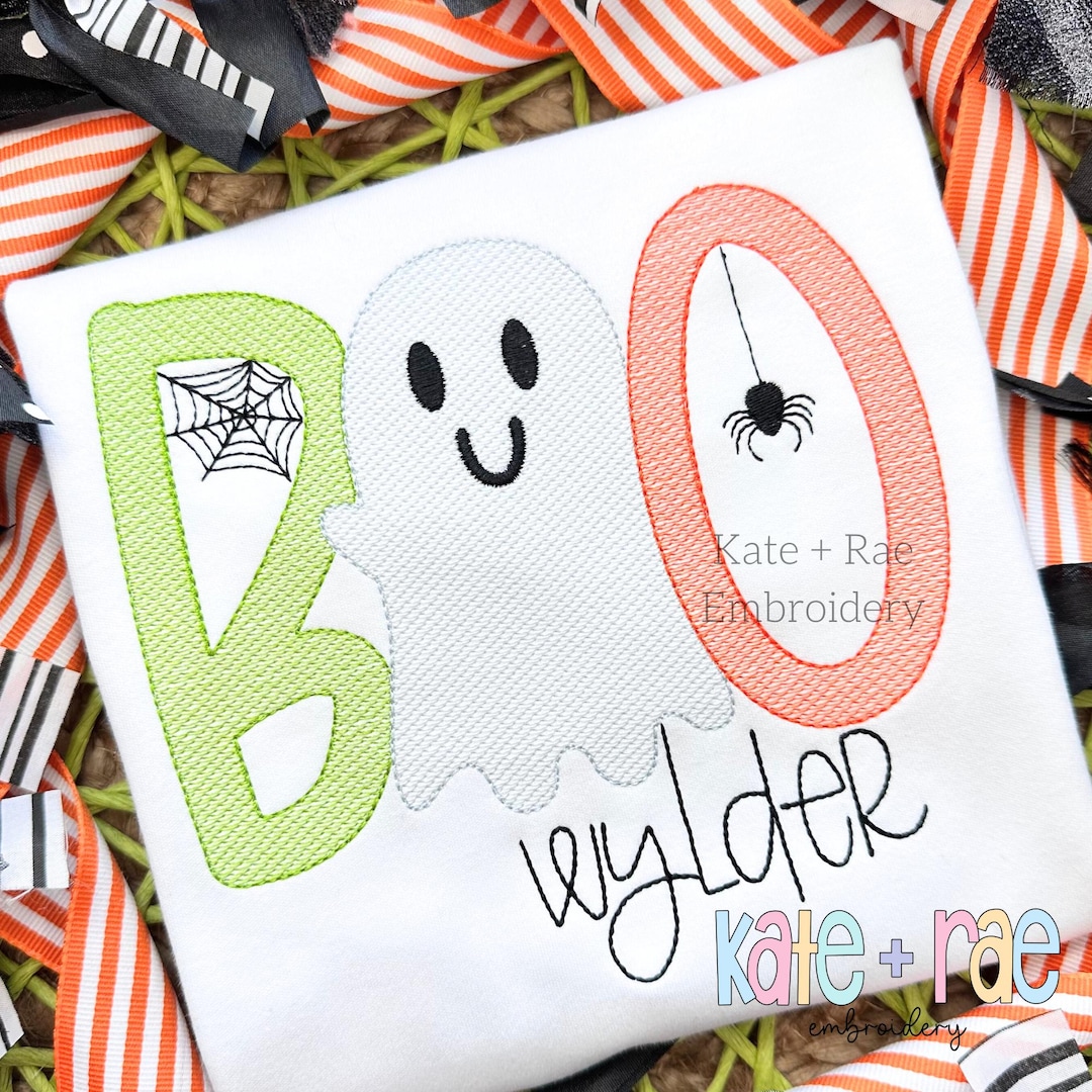 Boy's Boo Sketch Stitch Embroidery Design - Boy's Halloween Sketch ...
