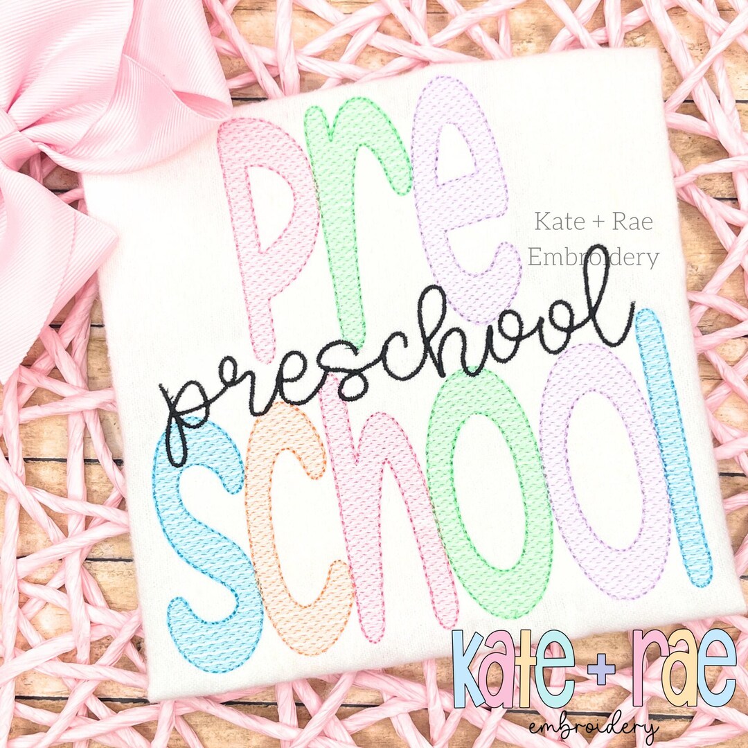 Back to School Preschool Sketch Stitch Embroidery Design - Back to ...