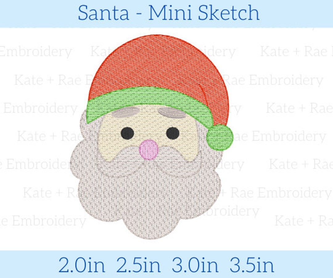 Santa Mini Sketch Embroidery Design - Santa Embroidery Design - Santa ...