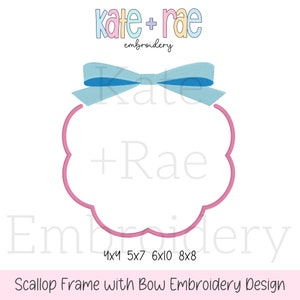Scallop Frame With Bow Embroidery Design - Scalloped Monogram Frame ...