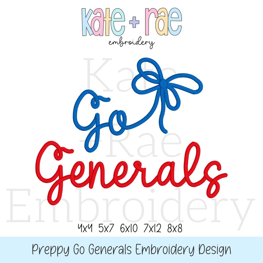 Preppy Go Generals Embroidery Design - Go Generals Embroidery Design ...