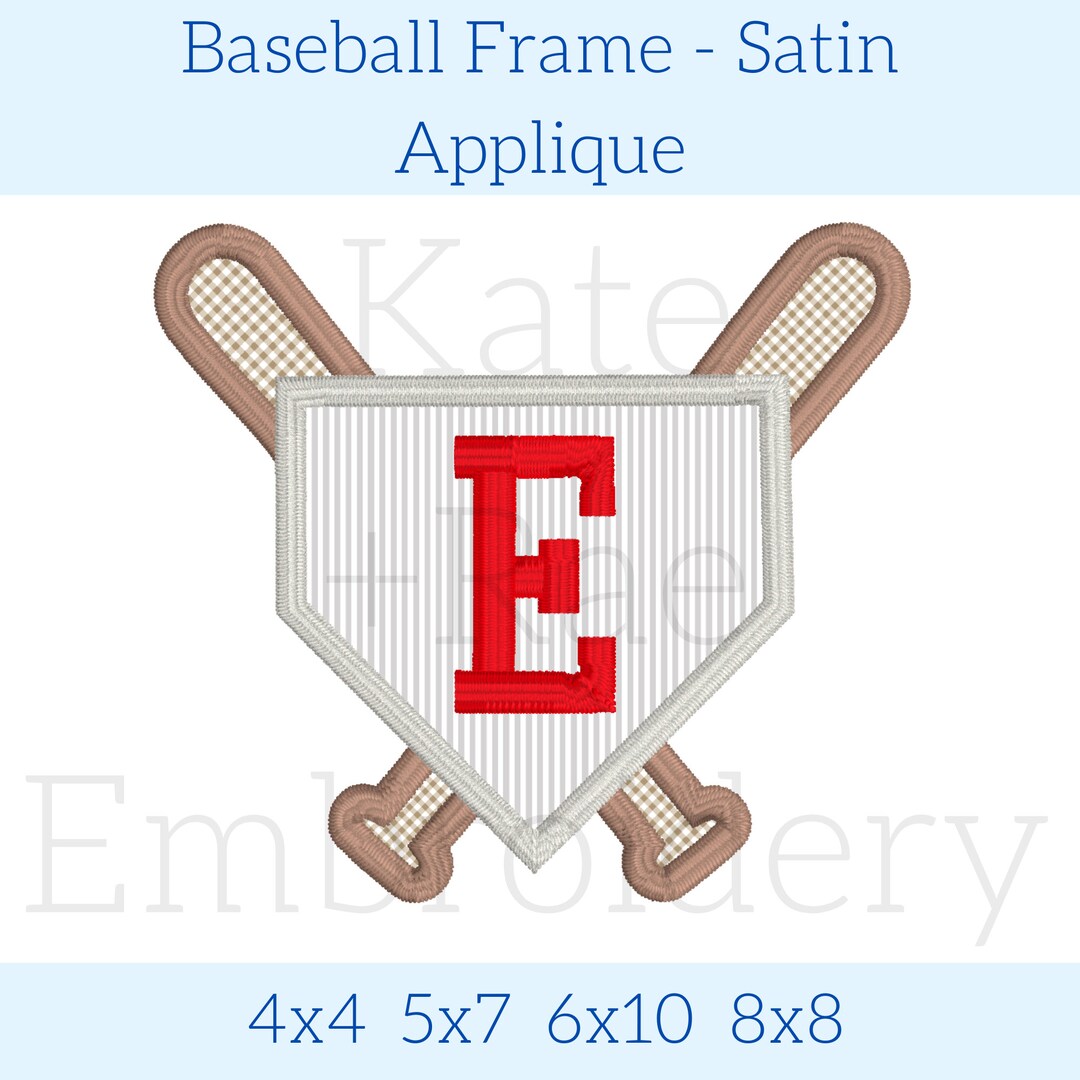 Baseball Frame Satin Stitch Applique Embroidery Design - Baseball Satin ...