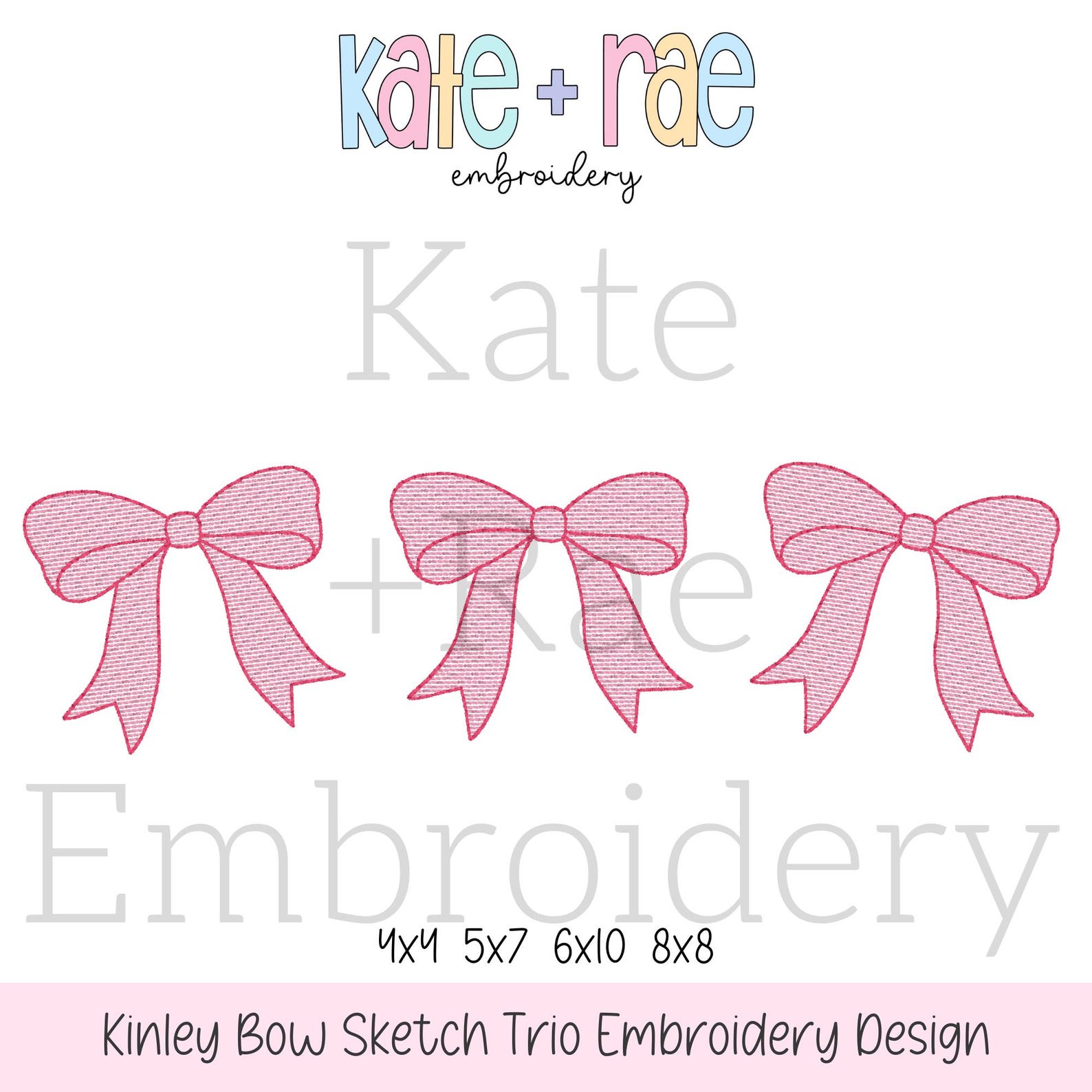 Kinley Bow Trio Sketch Stitch Embroidery Design - Bow Sketch Embroidery ...