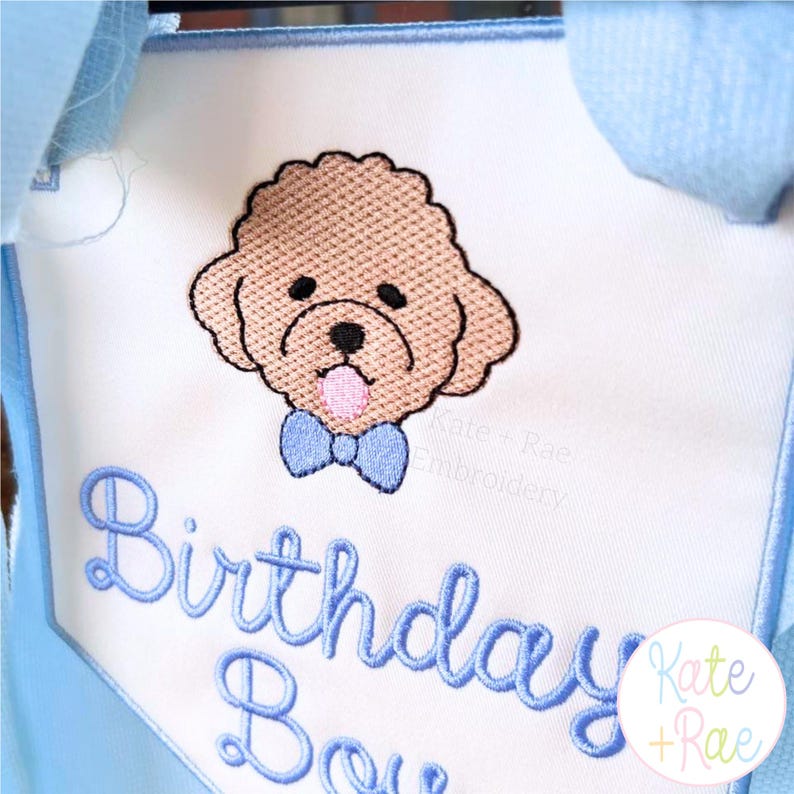 Goldendoodle Dog With Bow Tie Mini Fill Stitch Embroidery Design ...