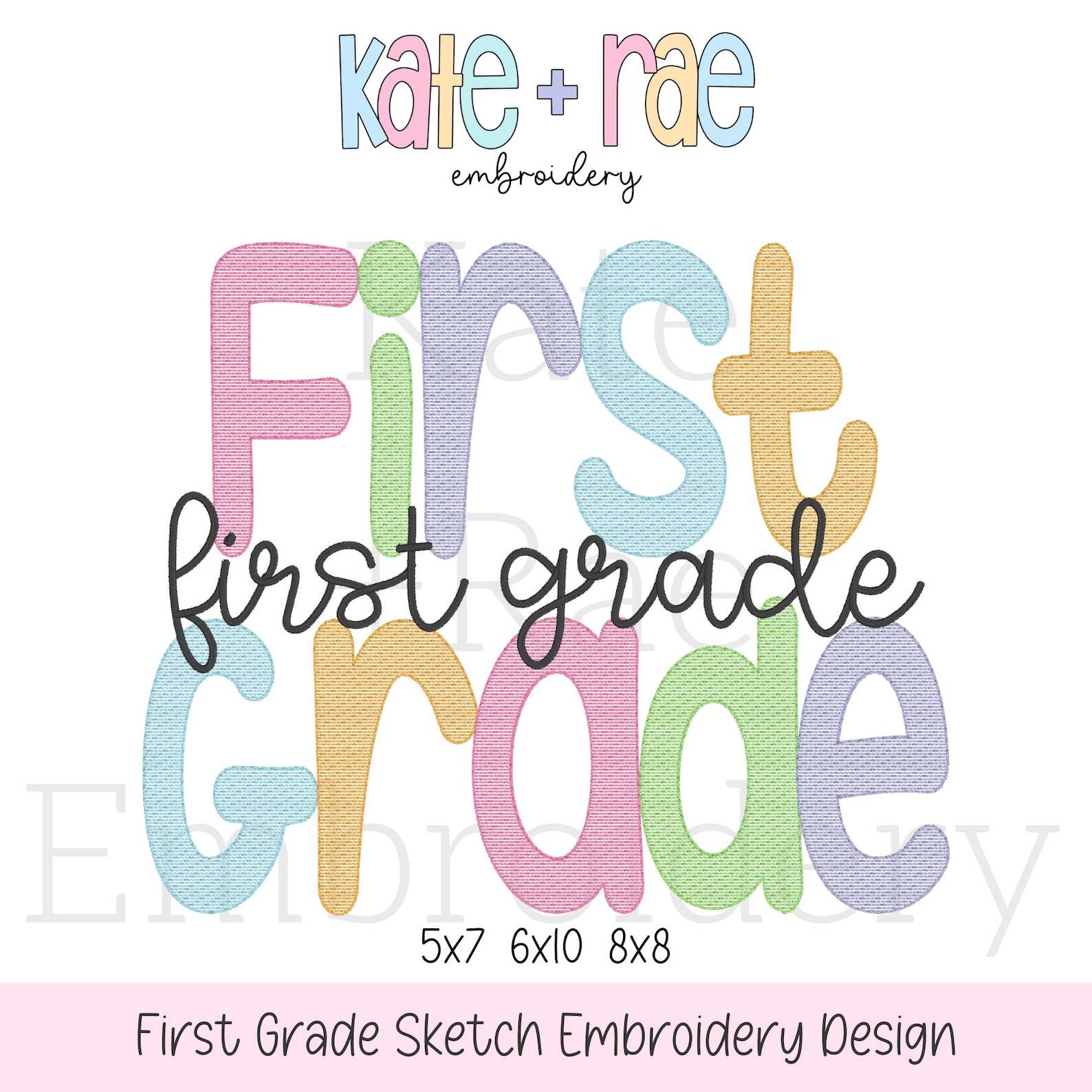 Back to School First Grade Sketch Stitch Embroidery Design - Back to ...